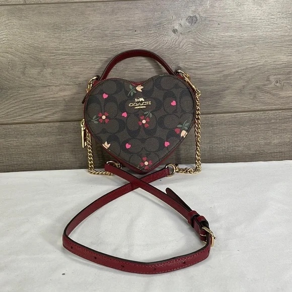 Coach | Bags | Coach Heart Crossbody In Signature Canvas Withheart ...